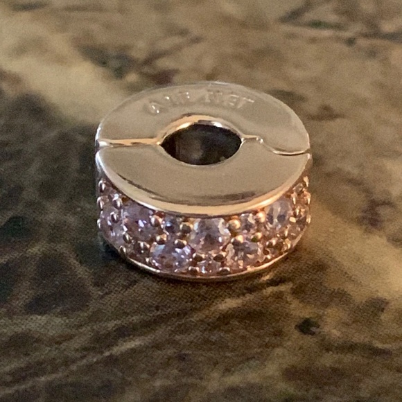 Pandora | Jewelry | Authentic Pandora Rose Gold Plated Pave Clip Charm ...